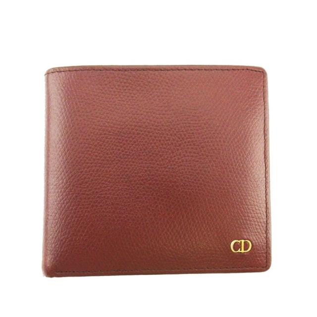 【X'masセール★30%OFF】ディオール Dior 二つ折り財布CDマーク ブラウン ゴールド レディース 中古