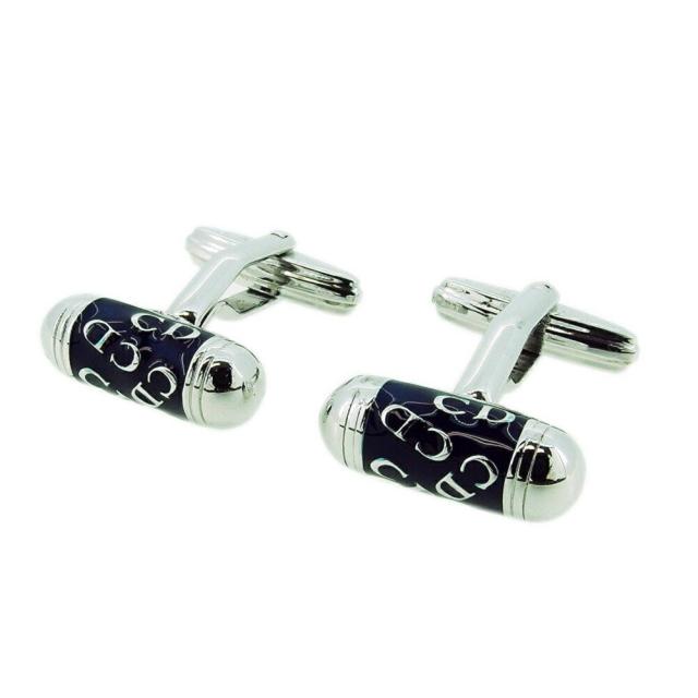 【X'masセール★30%OFF】ディオール Dior カフスCD柄 スウィヴル式 シルバー ネイビー レディース 中古