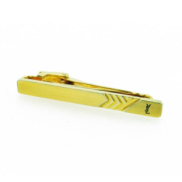 【X'masセール★30%OFF】サンローラン SAINT LAURENT タイピンYSLロゴ タイクリップ ワニロ式 ゴールド ブラック レディース 中古
