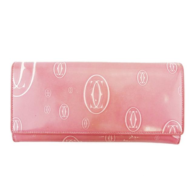 【BIGお買い物ラリー★30%OFFセール中】カルティエ CARTIER 長財布ハッピーバースデー ピンク シルバー レディース 中古