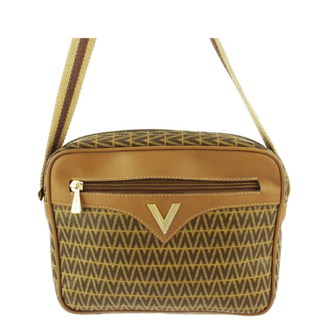 【BIGお買い物ラリー★30%OFFセール中】マリオ・ヴァレンティノ MARIO VALENTINO ショルダーバッグVマーク ベージュ ブラウン ゴールド レディース 中古