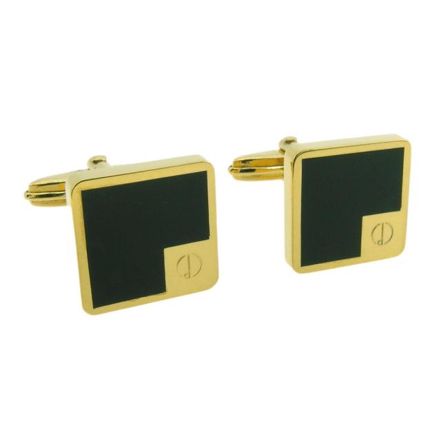 【X'masセール★30%OFF】ダンヒル Dunhill カフスdマーク スクエアフォルム スウィヴル式 ゴールド ブラック レディース 中古