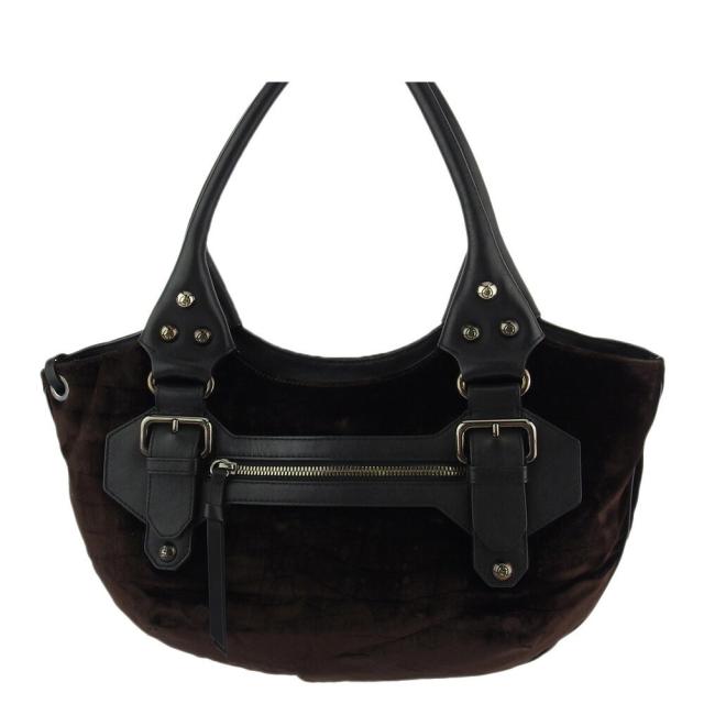 【BIGお買い物ラリー★30%OFFセール中】ジョルジオアルマーニ GIORGIO ARMANI ショルダーバッグGAボタン ブラウン ブラック シルバー レディース 中古