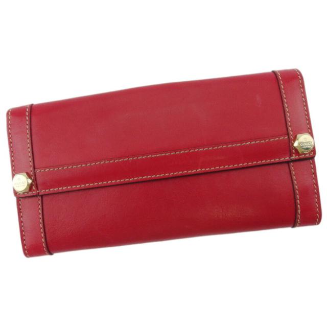 【BIGお買い物ラリー★30%OFFセール中】グッチ GUCCI 長財布六角ビット レッド ゴールド レディース 中古