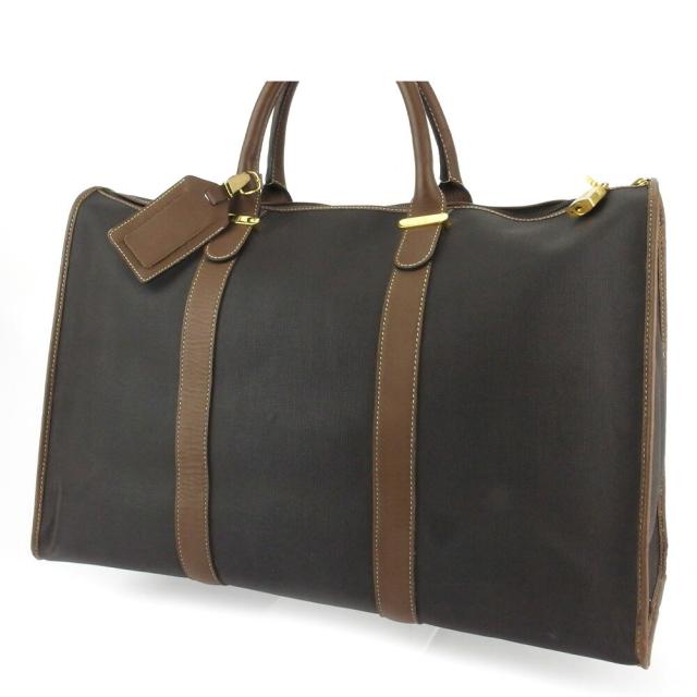 【BIGお買い物ラリー★30%OFFセール中】ダンヒル Dunhill ボストンバッグヘリンボーン ブラック ブラウン ゴールド レディース 中古