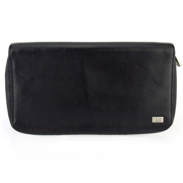 【BIGお買い物ラリー★30%OFFセール中】ダンヒル Dunhill 長財布コンノート トラベルウォレット ブラック シルバー レディース 中古