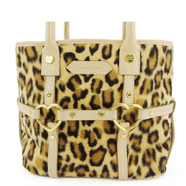 【BIGお買い物ラリー★30%OFFセール中】サマンサタバサ Samantha Thavasa トートバッグレオパード ヒョウ ベージュ ブラック ゴールド レディース 中古