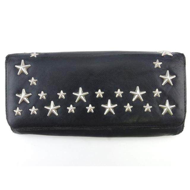 【BIGお買い物ラリー★30%OFFセール中】ジミーチュウ JIMMY CHOO 長財布スタースタッズ ブラック シルバー レディース 中古