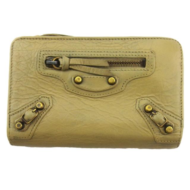 【BIGお買い物ラリー★30%OFFセール中】バレンシアガ BALENCIAGA 長財布クラシックウォレット ベージュ ゴールド レディース 中古