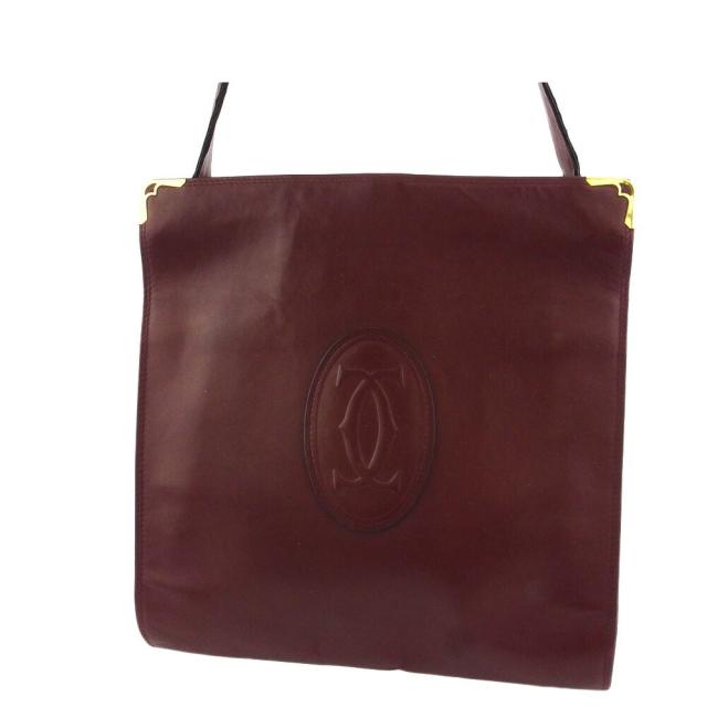 【BIGお買い物ラリー★30%OFFセール中】カルティエ CARTIER ショルダーバッグマストライン ボルドー ゴールド レディース 中古