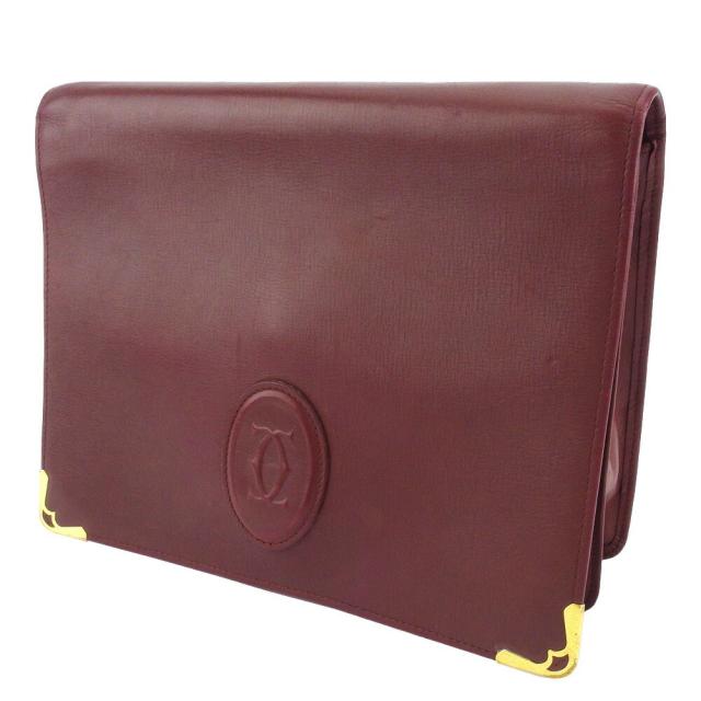 【BIGお買い物ラリー★30%OFFセール中】カルティエ CARTIER クラッチバッグマストライン ボルドー ゴールド レディース 中古
