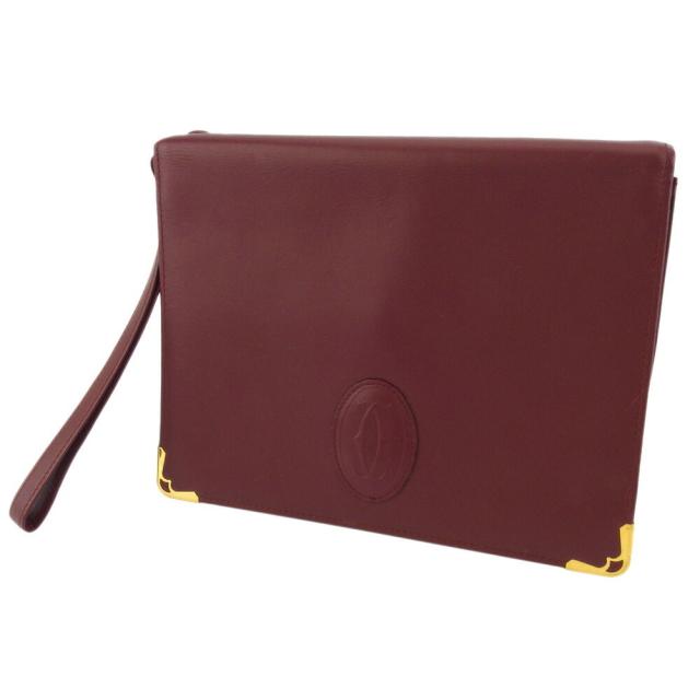 【BIGお買い物ラリー★30%OFFセール中】カルティエ CARTIER クラッチバッグマストライン ボルドー ゴールド レディース 中古