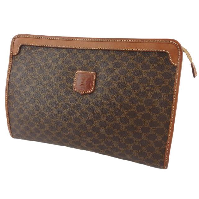 【BIGお買い物ラリー★30%OFFセール中】セリーヌ CELINE クラッチバッグマカダム ブラウン ベージュ レディース 中古