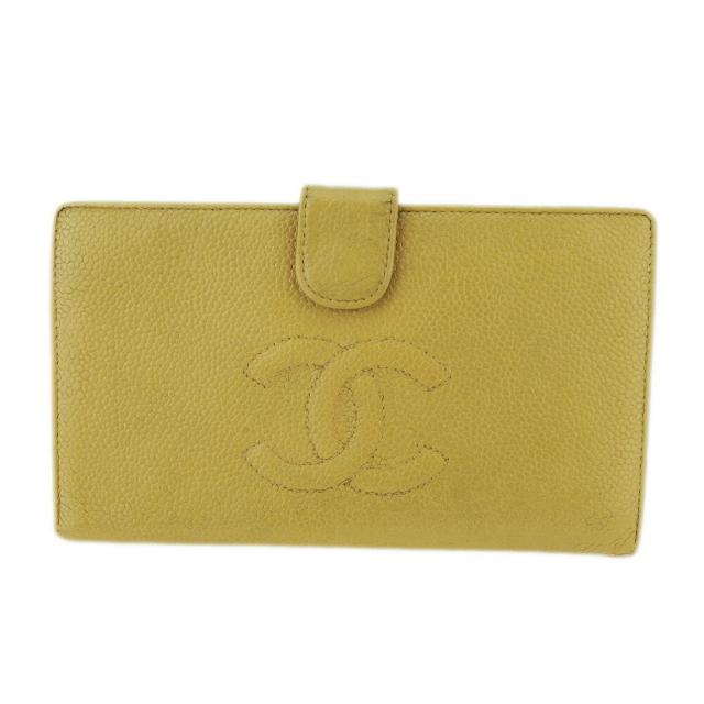 【X'masセール★30%OFF】シャネル CHANEL 長財布 キャビアスキン ベージュ レディース 中古