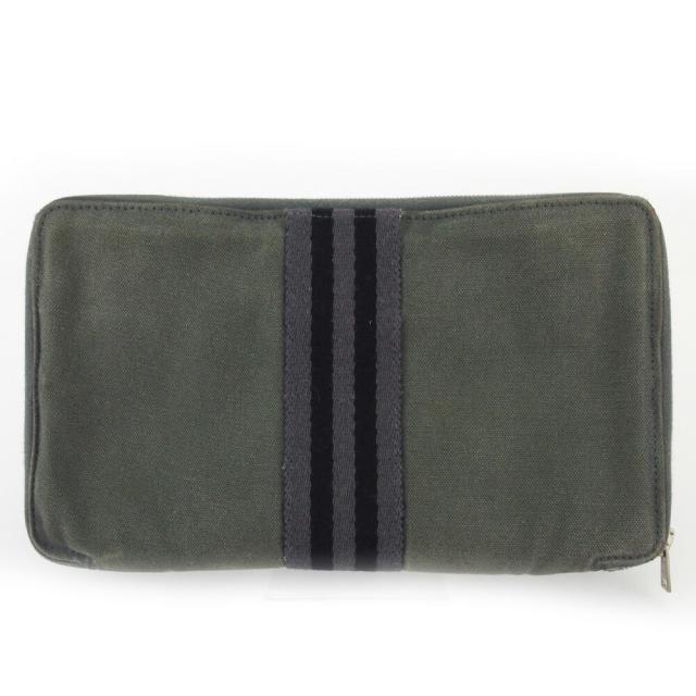【BIGお買い物ラリー★30%OFFセール中】エルメス HERMES 長財布フールトゥ パースＧＭ グレー 灰色 ブラック レディース 中古