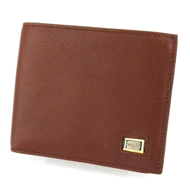 【BIGお買い物ラリー★30%OFFセール中】サルヴァトーレフェラガモ Salvatore Ferragamo 札入れロゴプレート ブラウン シルバー ゴールド レディース 中古