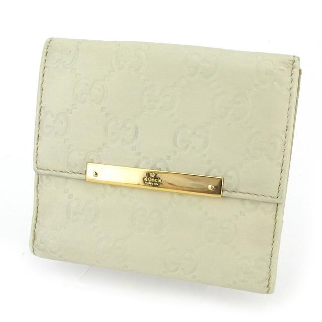 【BIGお買い物ラリー★30%OFFセール中】グッチ GUCCI 二つ折り財布グッチシマ ベージュ ゴールド系 レディース 中古