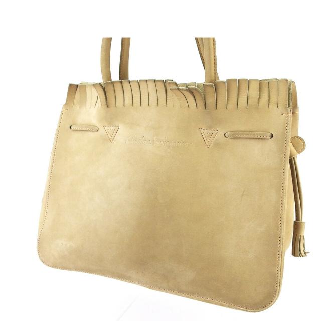 【BIGお買い物ラリー★30%OFFセール中】サルヴァトーレフェラガモ Salvatore Ferragamo トートバッグフリンジ ベージュ レディース 中古