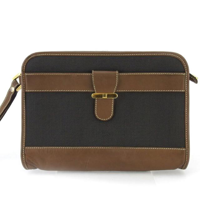 【BIGお買い物ラリー★30%OFFセール中】ダンヒル Dunhill クラッチバッグ グレー 灰色 ブラウン レディース 中古