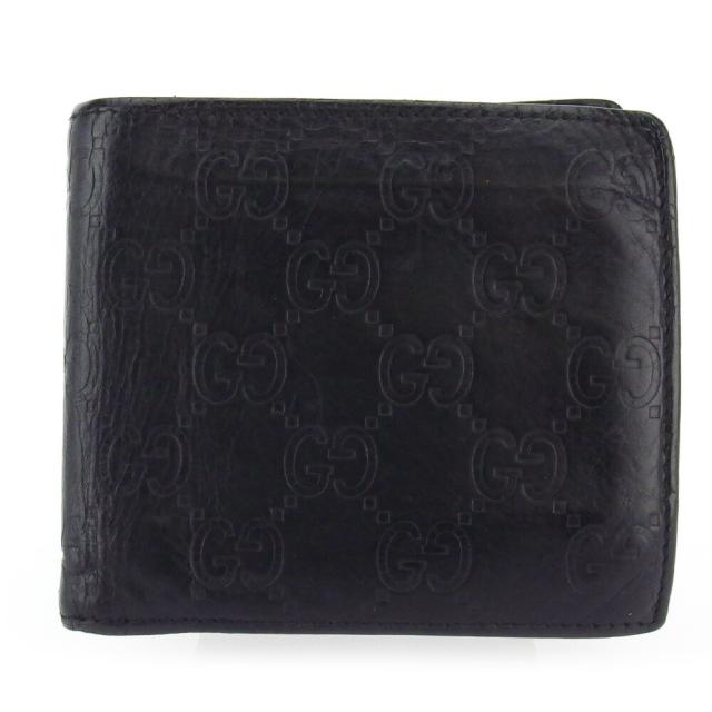 【BIGお買い物ラリー★30%OFFセール中】グッチ GUCCI 二つ折り財布グッチシマ ブラック レディース 中古
