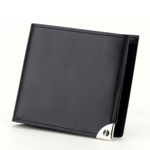 【BIGお買い物ラリー★30%OFFセール中】ダンヒル Dunhill 二つ折り財布ロンドンスタイル ブラック シルバー レディース 中古