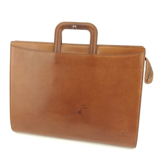 【BIGお買い物ラリー★30%OFFセール中】ヴァレンティノ・ガラヴァーニ Valentino Garavani ビジネスバッグロゴ ブラウン ゴールド レディース 中古