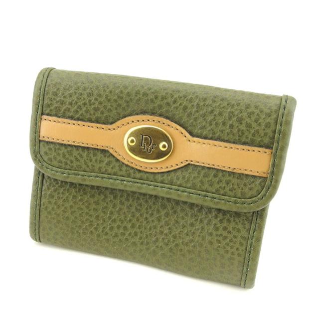 【BIGお買い物ラリー★30%OFFセール中】ディオール Dior ケースロゴプレート グリーン ベージュ ゴールド レディース 中古