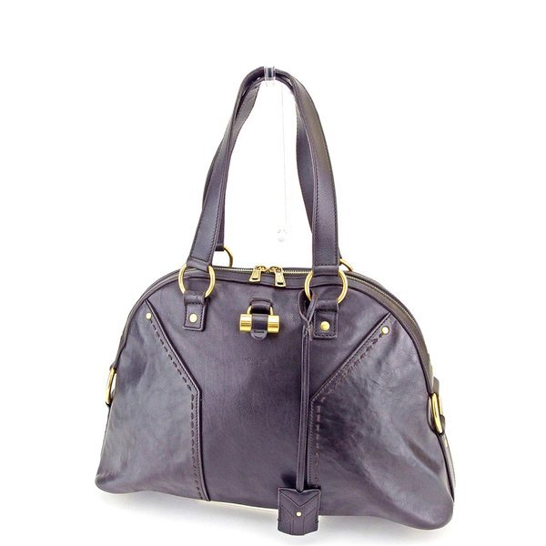 【X'masセール★30%OFF】サンローラン SAINT LAURENT ハンドバッグミューズ リヴゴーシュ ブラウン ゴールド レディース 中古