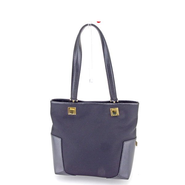 【BIGお買い物ラリー★30%OFFセール中】サルヴァトーレフェラガモ Salvatore Ferragamo トートバッグロゴプレート ブラック ゴールド レディース 中古