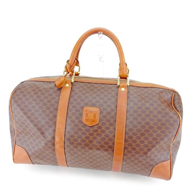 【BIGお買い物ラリー★30%OFFセール中】セリーヌ CELINE ボストンバッグマカダム ブラウン ベージュ ゴールド レディース 中古