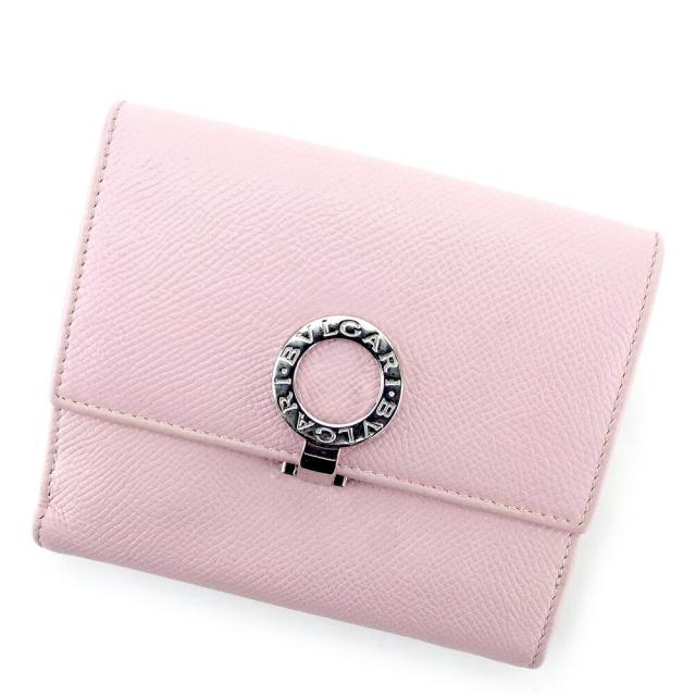 【BIGお買い物ラリー★30%OFFセール中】ブルガリ BVLGARI 二つ折り財布ブルガリブルガリ ピンク シルバー レディース 中古