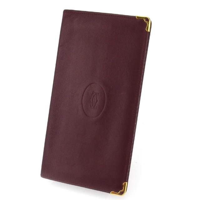 【BIGお買い物ラリー★30%OFFセール中】カルティエ CARTIER 札入れマストライン ボルドー ゴールド レディース 中古