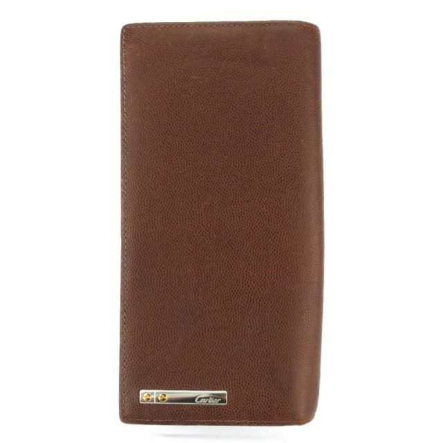 【BIGお買い物ラリー★30%OFFセール中】カルティエ CARTIER 長財布サントス ブラウン レディース 中古