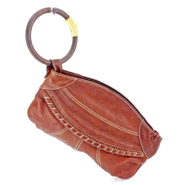 【X'masセール★30%OFF】ヴァレンティノ・ガラヴァーニ Valentino Garavani ハンドバッグリングハンドル ストーン＆ラインストーン付き ブラウン ゴールド系 レディース 中古