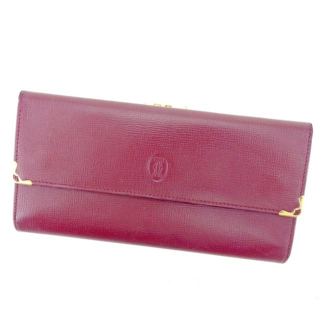 【BIGお買い物ラリー★30%OFFセール中】カルティエ CARTIER 長財布マストライン ボルドー ゴールド レディース 中古