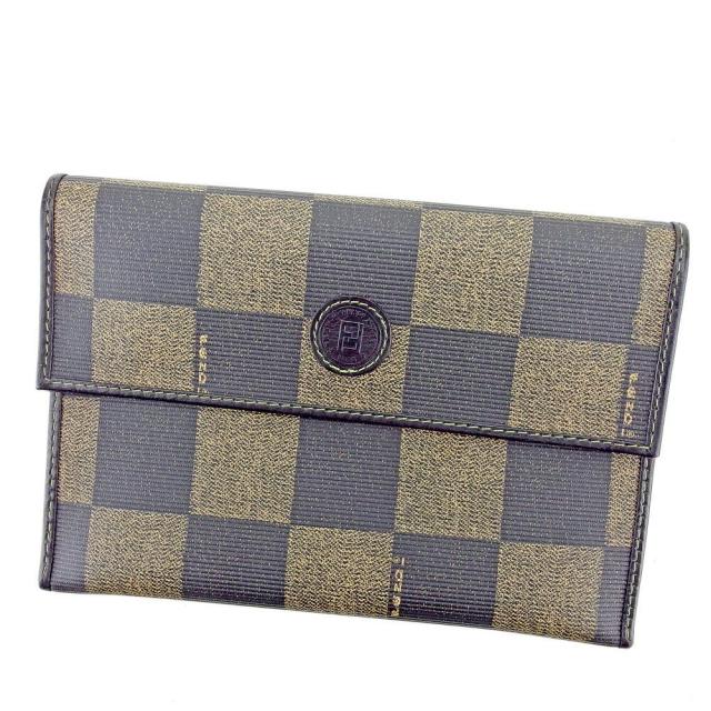 【BIGお買い物ラリー★30%OFFセール中】フェンディ FENDI ポーチブロックチェック ブラック ベージュ レディース 中古