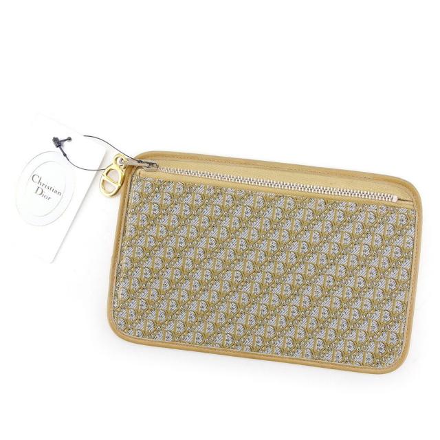 【BIGお買い物ラリー★30%OFFセール中】ディオール Dior ポーチトロッター ベージュ グレー 灰色 ゴールド レディース 中古