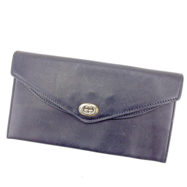 【BIGお買い物ラリー★30%OFFセール中】グッチ GUCCI 長財布ダブルＧ インターロッキングG ブラック シルバー ゴールド レディース 中古