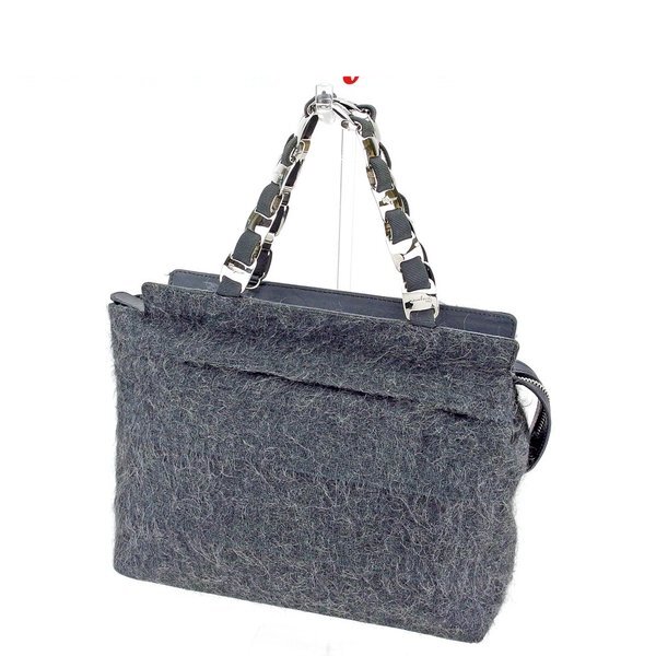 【BIGお買い物ラリー★30%OFFセール中】サルヴァトーレフェラガモ Salvatore Ferragamo ハンドバッグヴァラ金具 グレー 灰色 レディース 中古