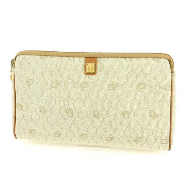 【BIGお買い物ラリー★30%OFFセール中】ディオール Dior クラッチバッグロゴ柄 オールドディオール ベージュ ブラウン ゴールド レディース 中古