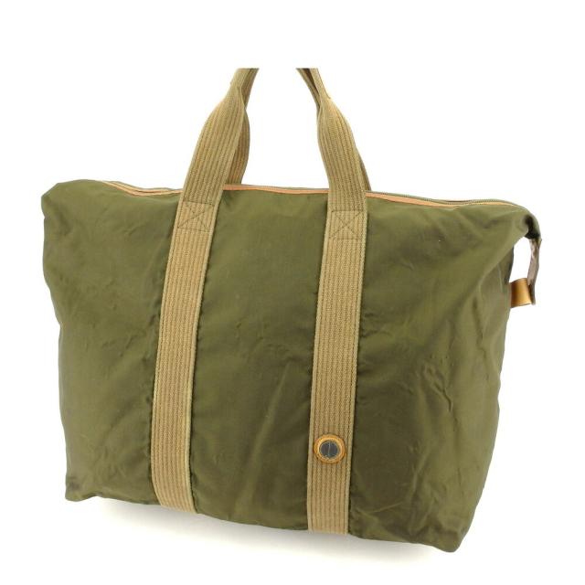 【BIGお買い物ラリー★30%OFFセール中】ダンヒル Dunhill ボストンバッグdマーク グリーン ベージュ ブラウン レディース 中古