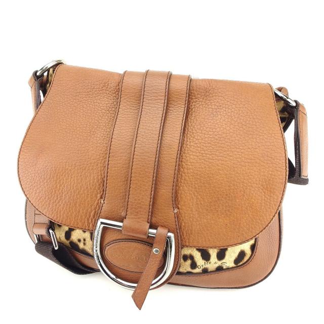 【X'masセール★30%OFF】ドルチェアンドガッバーナ DOLCE&GABBANA ショルダーバッグレオパード ヒョウ ドルガバ ブラウン ベージュ ゴールド レディース 中古