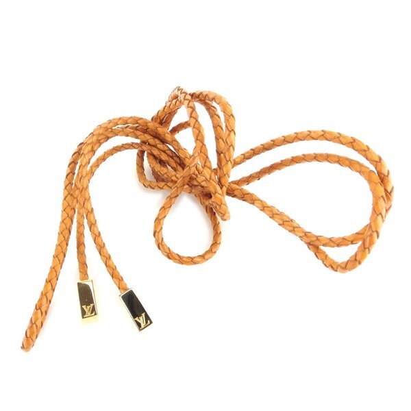 【BIGお買い物ラリー★30%OFFセール中】ルイ・ヴィトン LOUIS VUITTON ベルト編み込み サンチュールVVNトレセ ベージュ ゴールド レディース 中古