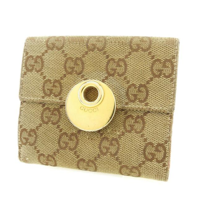 【BIGお買い物ラリー★30%OFFセール中】グッチ GUCCI 二つ折り財布GG柄 ベージュ ピンク レディース 中古