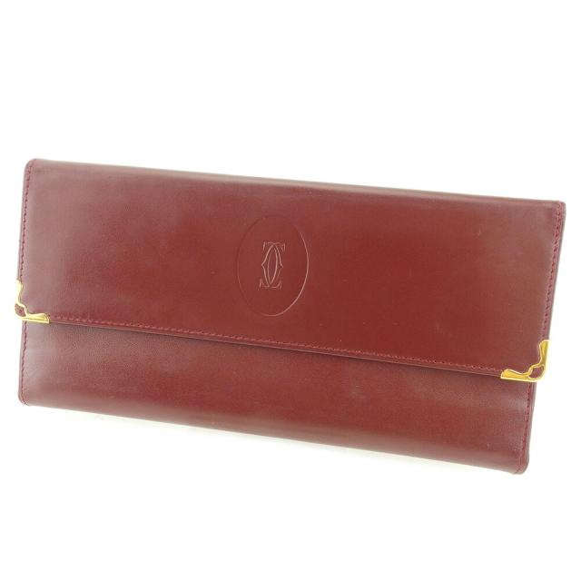 【BIGお買い物ラリー★30%OFFセール中】カルティエ CARTIER 二つ折り財布マストライン ボルドー レディース 中古