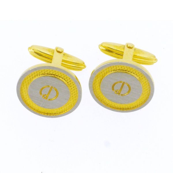 【X'masセール★30%OFF】ダンヒル Dunhill カフスdマーク ラウンド スウィヴル式 シルバー ゴールド レディース 中古