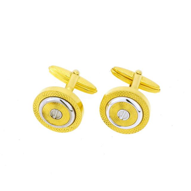 【X'masセール★30%OFF】ダンヒル Dunhill カフスdマーク ラウンド スウィヴル式 ゴールド シルバー レディース 中古