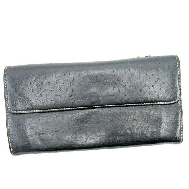 【X'masセール★30%OFF】サルヴァトーレフェラガモ Salvatore Ferragamo 長財布ガンチーニ ブラック レディース 中古