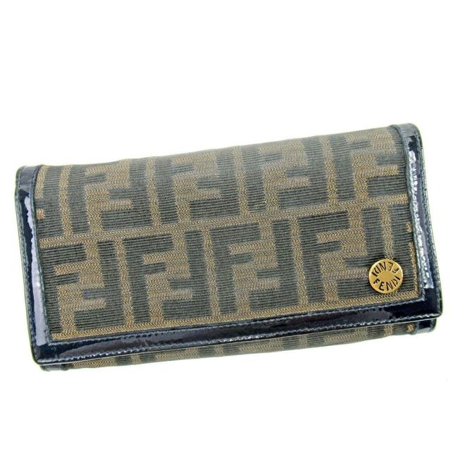 【BIGお買い物ラリー★30%OFFセール中】フェンディ FENDI 長財布ズッカ ネイビー ブラウン ブラック レディース 中古