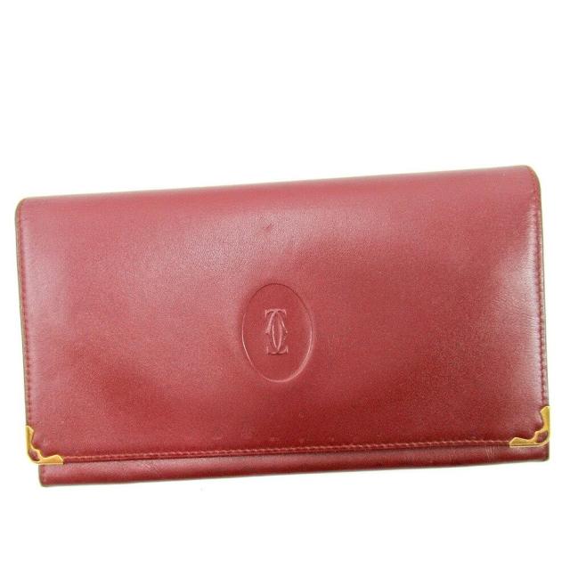 【X'masセール★30%OFF】カルティエ CARTIER 二つ折り財布マストライン ボルドー レディース 中古